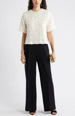 Nordstrom Sequin Short Sleeve Top