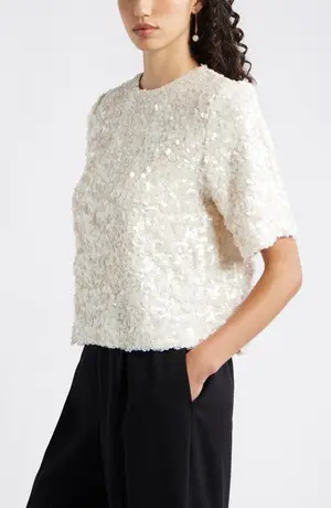 Nordstrom Sequin Short Sleeve Top