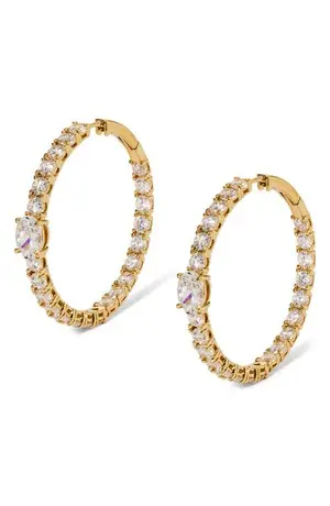 Nadri Stellar Inside Out Hoop Earrings - Gold