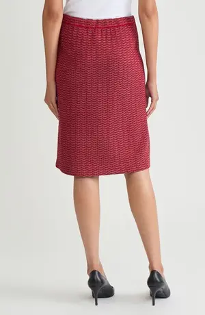 Ming Wang Textured Stitch Pencil Skirt