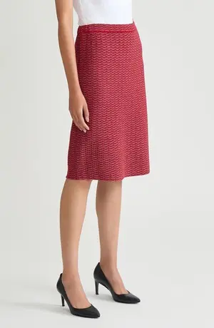 Ming Wang Textured Stitch Pencil Skirt