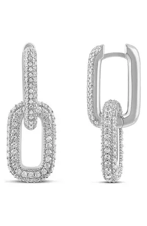 SHYMI Removable Link Pavé Drop Earrings - Silver