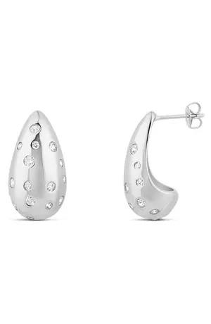 SHYMI Pavé Inlay Teardrop Earrings - Silver