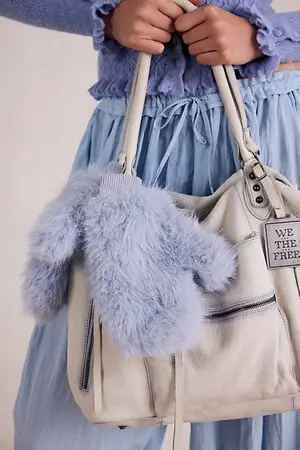 Free People Arctic Fur Mittens Powder Blue