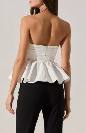 Astr The Label Melia Strapless Peplum Top - White
