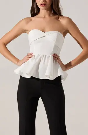 Astr The Label Melia Strapless Peplum Top - White