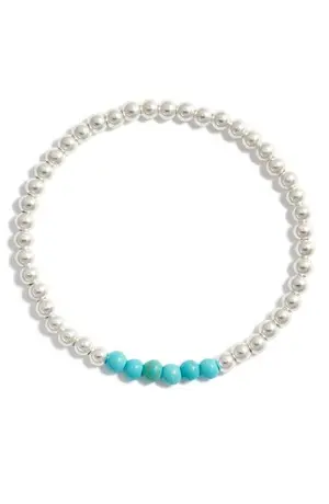 NASHELLE Turquoise Stone And Bead Stretch Bracelet - Sterling Silver