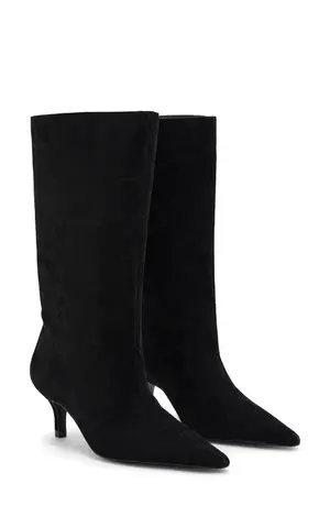 Mango Pointed Toe Mid-calf Boots - Black