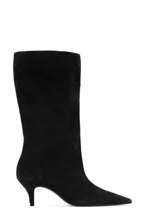 Mango Pointed Toe Mid-calf Boots - Black