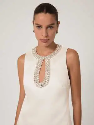 REISS Leome Satin Crystal-embellished Mini Dress