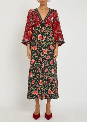 Rixo Dahlia Floral-print Silk-crepe Midi Dress - Multicoloured