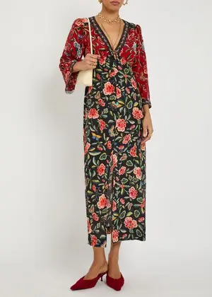 Rixo Dahlia Floral-print Silk-crepe Midi Dress - Multicoloured