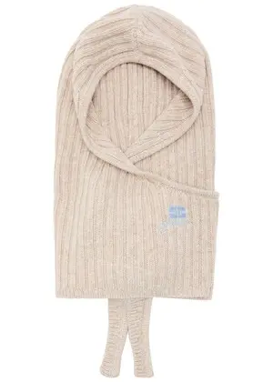 GANNI GANNI Wool-Blend Balaclava Sand