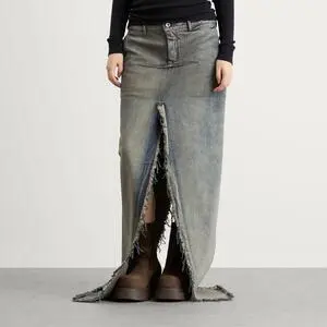 Rick Owens Denim Sliced Maxi Skirt