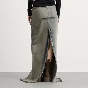 Rick Owens Denim Sliced Maxi Skirt