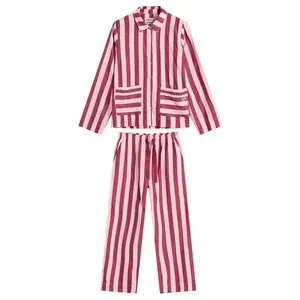 DAMSON MADDER Florie Pj Set Burgundy/pink Wide Stripe