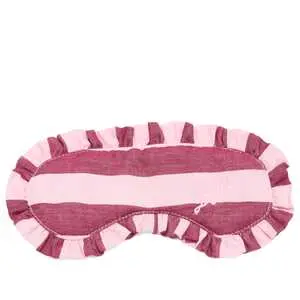 DAMSON MADDER Damson Pj Eye Mask - Burgundy/pink Wide Stripe