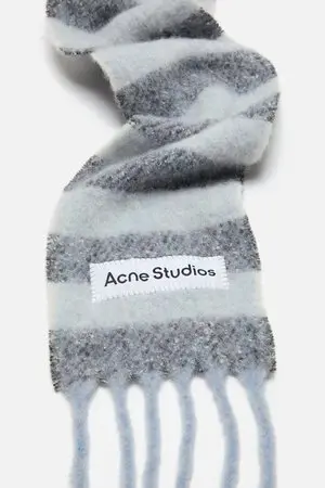 Acne Studios Fringed Wool Scarf Skinny - Grey,white