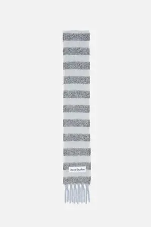 Acne Studios Fringed Wool Scarf Skinny - Grey,white