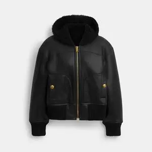 COACH Reversible Shearling Hoodie - Black