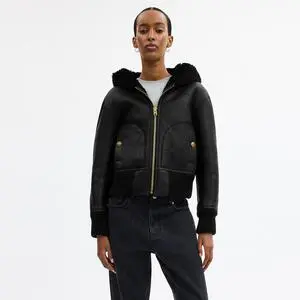 COACH Reversible Shearling Hoodie - Black
