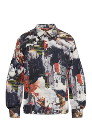Off-White Shirt With A Pattern - Multicolour
