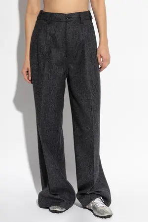 MAISON MARGIELA Wool Pleated Trousers - Black