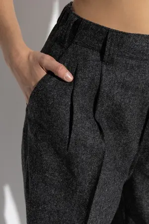 MAISON MARGIELA Wool Pleated Trousers - Black