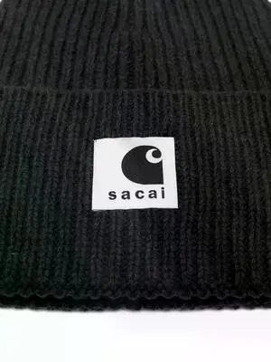 Sacai X Carhartt Wip Ribbed Beanie - Black