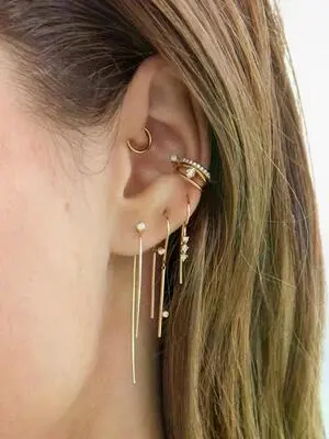Zoe Chicco 14k Yellow Wire Diamond Drop Earrings