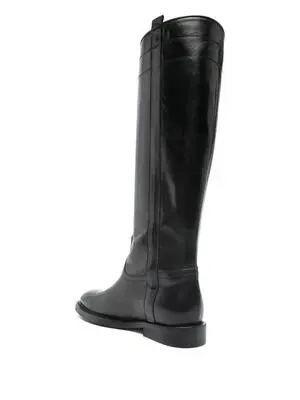 ANNA F. Leather Knee-high Boots - Black
