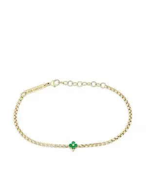 Zoe Chicco 14k Emerald And Diamond Box Chain Bracelet - Gold
