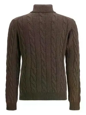 ARAGONA Cable-knit Roll Neck Sweater - Brown