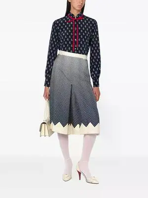 Valentino Garavani Pleated Silk Midi Skirt