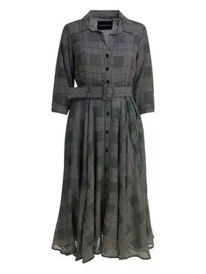 Samantha Sung Checked Belted Dress - Grey