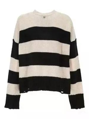 ANIYE BY Striped Distressed Sweater