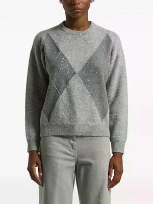 Peserico Argyle Embellished Sweater