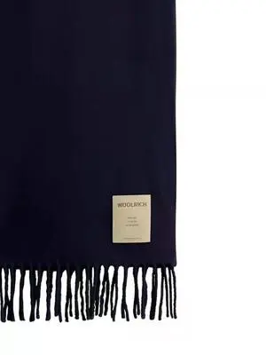 Woolrich Logo-patch Fringed Scarf - Blue