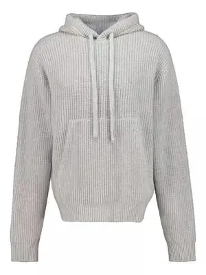 Palm Angels Curved-logo Ribbed-knit Hoodie