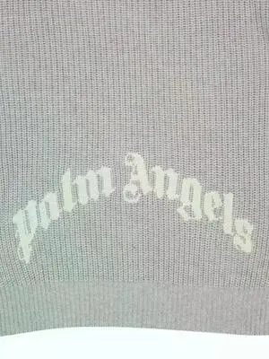 Palm Angels Curved-logo Ribbed-knit Hoodie