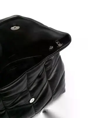 Saint Laurent Medium Loulou Puffer Chevron-logo Shoulder Bag - Black