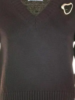 Alpha Studio V-neck Sweater With Brooch