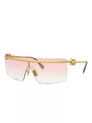 Miu Miu Gold-frame Shield Sunglasses