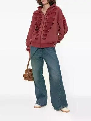 AVAVAV Cut-out Zip-up Hoodie - Red