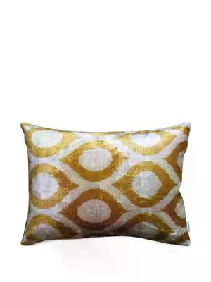 LES-OTTOMANS Geometric-pattern Silk Cushion - Neutrals