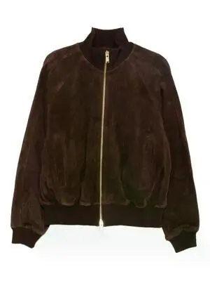 BARACUTA Zip-up Suede Jacket - Brown