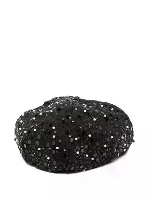 Emporio Armani Sequin And Beaded Beret - Black