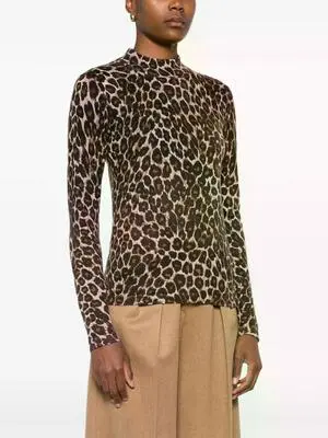 Eric Bompard Leopard-print Cashmere T-shirt