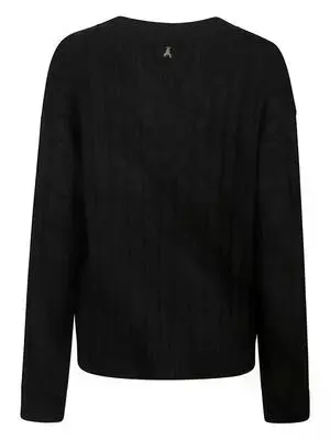Patrizia Pepe V-neck Ribbed Knit Sweater - Black