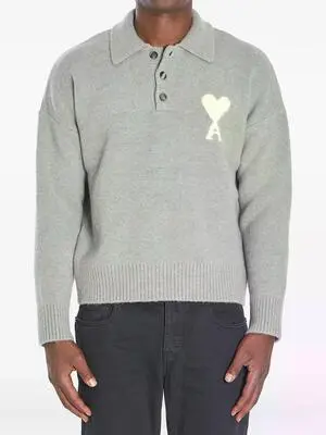 Ami De Coeur Intarsia Polo-shirt - Grey